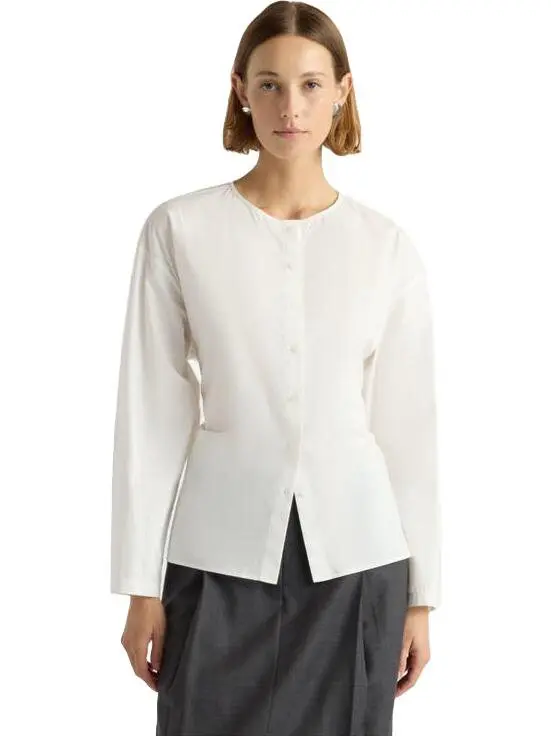 Modern Citizen Cotton Poplin Blouse With Tie Detail - White