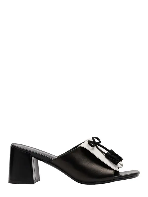 MARC NOLAN Sienna Calf Leather Tassel Mules - Black/white