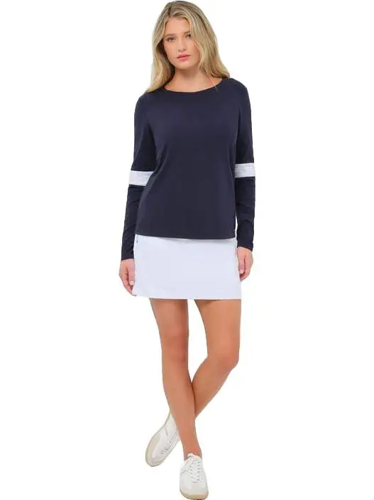 Anatomie Kensley Contrast Sleeve Pima Top - Navy/white