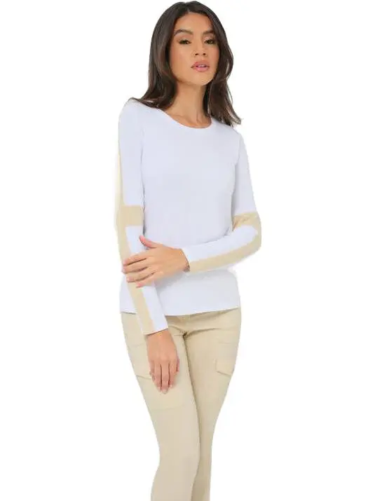 Anatomie Kensley Contrast Sleeve Pima Top - White/wheat