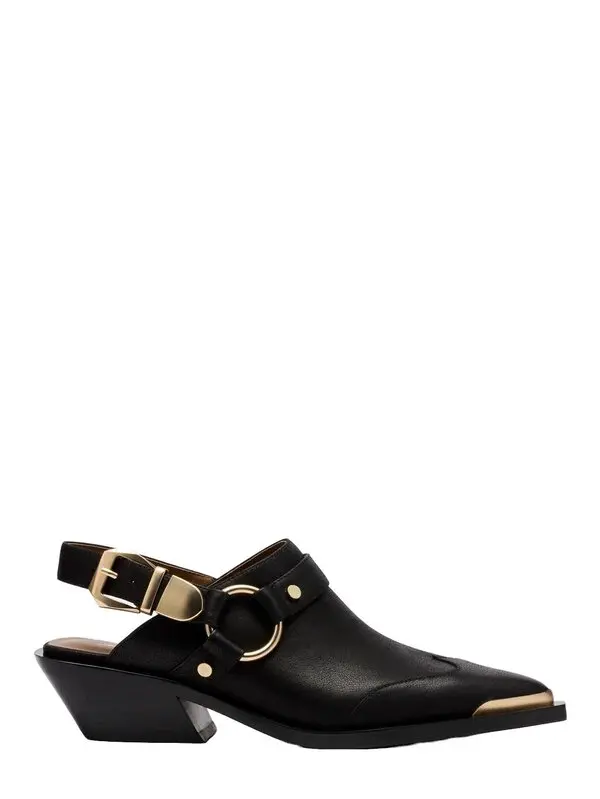 MARC NOLAN Frontier Calf Leather Western Slingbacks - Black