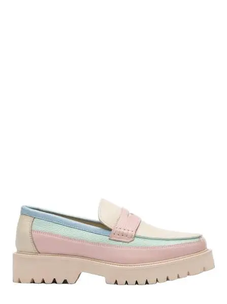 MARC NOLAN Ms. Adler Leather Lug Penny Loafers - Pastel