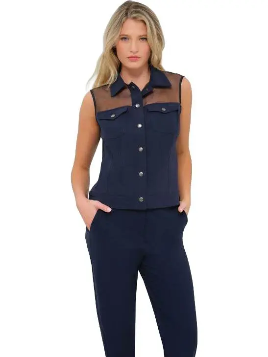 Anatomie Lenox Sleeveless Trucker Vest - Navy