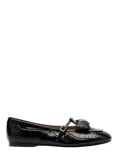 MARC NOLAN Mina Leather Mary Jane Flats - Black Croc