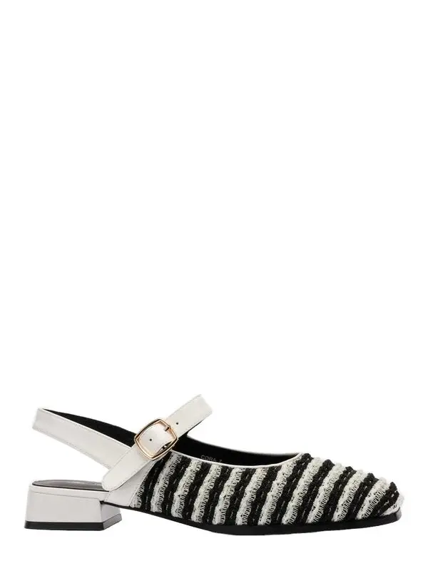 MARC NOLAN Cora Leather Mary Jane Lug Slingbacks - White/black