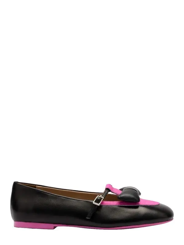 MARC NOLAN Mina Leather Mary Jane Flats - Black/magenta