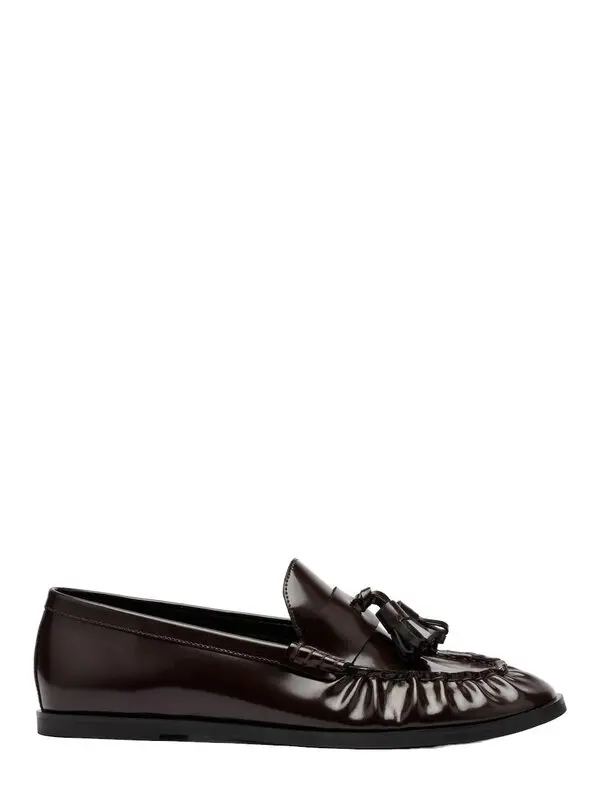MARC NOLAN Patent Leather Tassel Loafers - Dark Cherry
