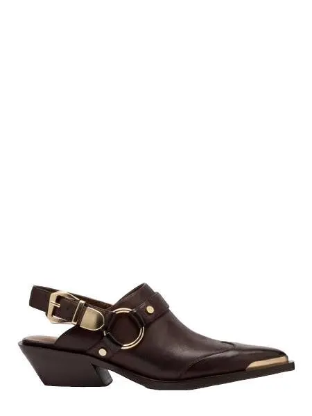 MARC NOLAN Frontier Calf Leather Slingbacks - Brown