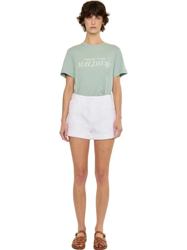 KANCAN Clara High Rise Mom Cargo Shorts - White