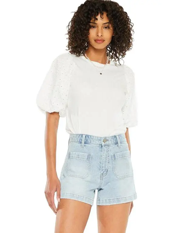 KANCAN High Rise Trouser Denim Shorts - Light Wash