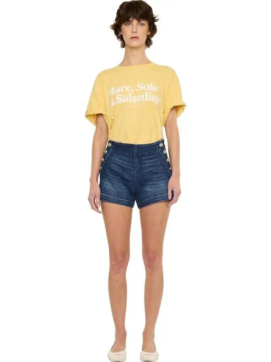 KANCAN High Rise Sailor Shorts - Dark Wash