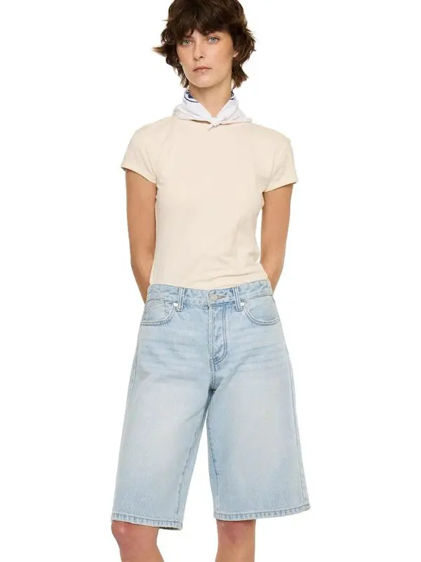 KANCAN Low Slung Baggy Denim Jort - Medium Light