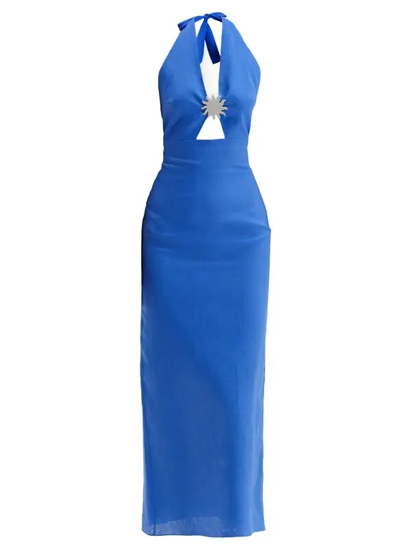 CALA DE LA CRUZ Orly Linen Maxi Dress - Azure