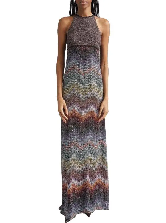 Missoni Greek Zigzag Sequin Lamé Dress - Multi Dark