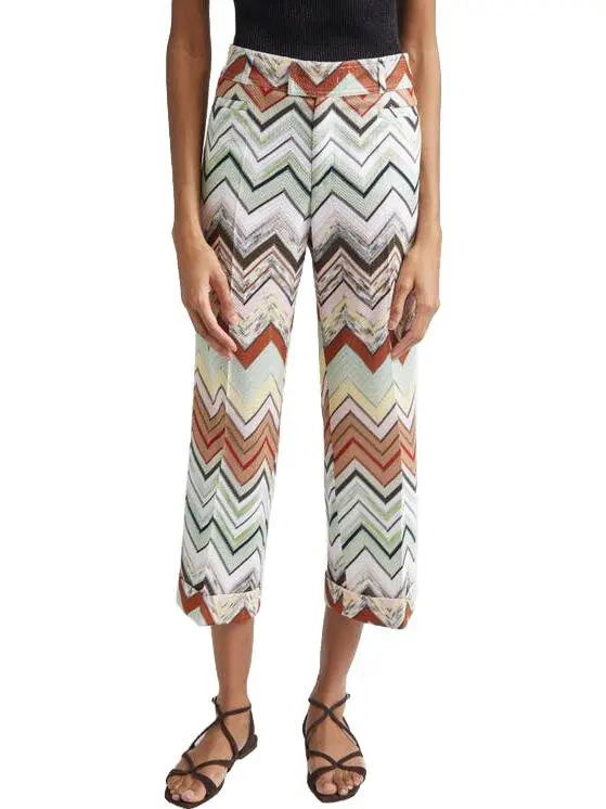 Missoni Chevron Stripe Trousers - Light Blue/orange/green/tan
