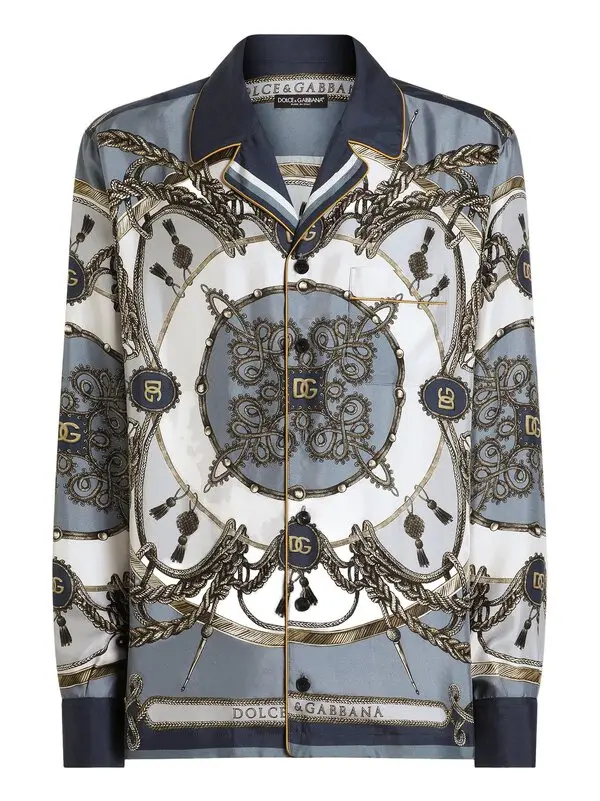 Dolce & Gabbana Cargo-print Silk Twill Shirt - Multicolor