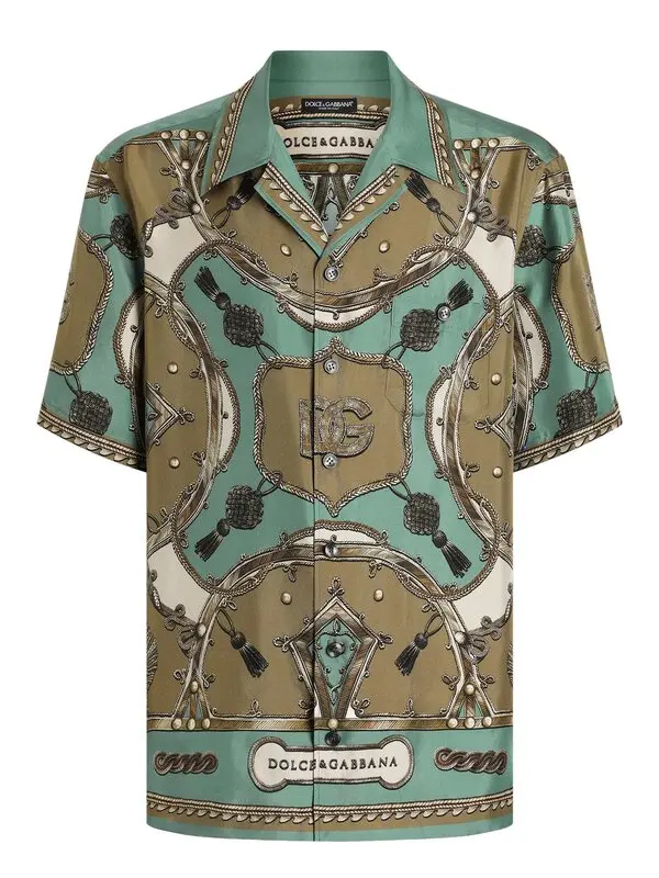 Dolce & Gabbana Cargo-print Hawaii Washed Silk Twill Shirt - Multicolor