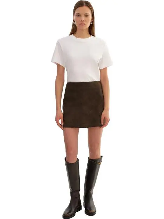LAMARQUE Jorden Suede Mini Skirt - Distressed Brown