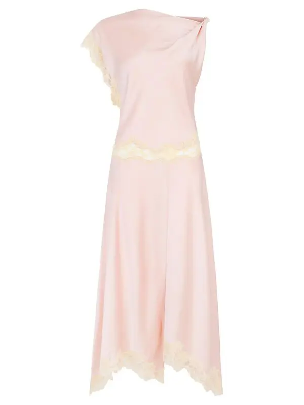 DE LA VALI Adriana Lace-trimmed Satin Midi Dress - Pink