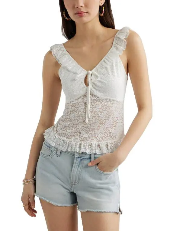 Bp. Lace Ruffle Tank - White