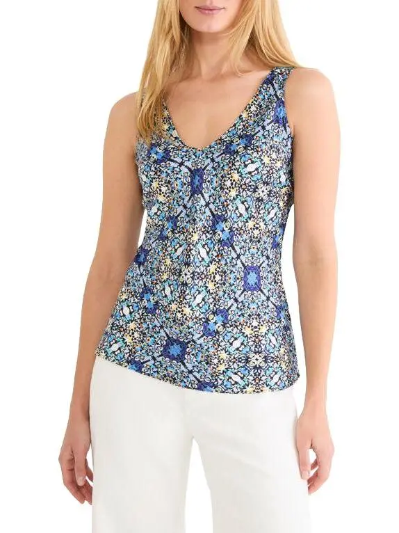 NIC+ZOE Filigree Tile Tank - Blue Multi