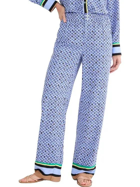 NIC+ZOE Mosaic Print Wide Leg Pants - Blue Multi