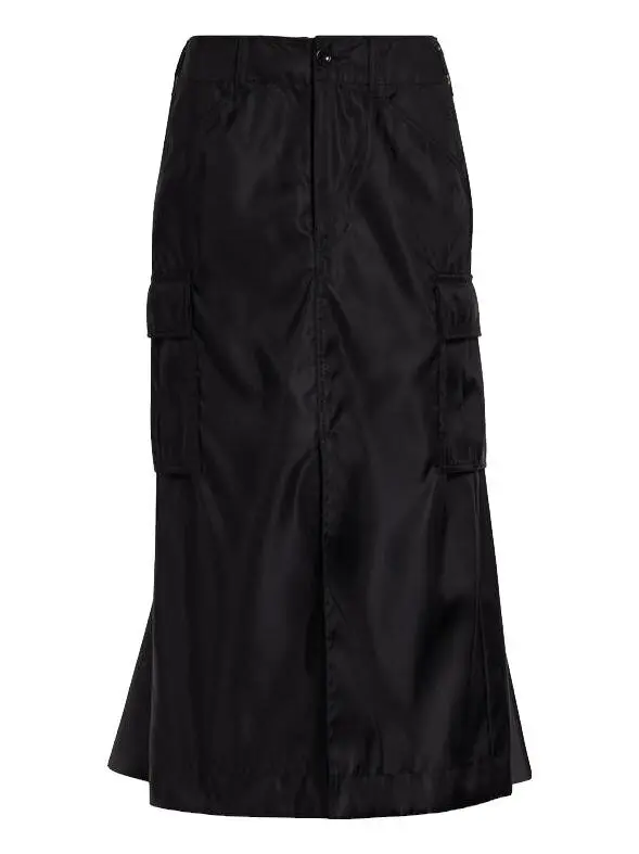 Sacai Insulated Nylon Twill And Satin Cargo Skirt - Black