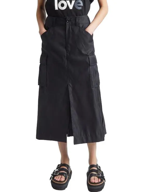 Sacai Insulated Nylon Twill And Satin Cargo Skirt - Black