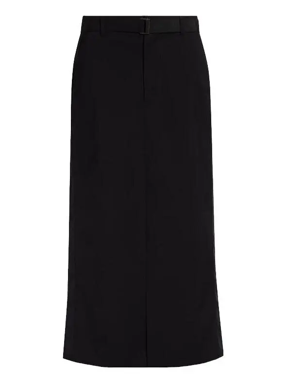 Sacai Belted Wool Suiting & Satin Pencil Skirt - Black