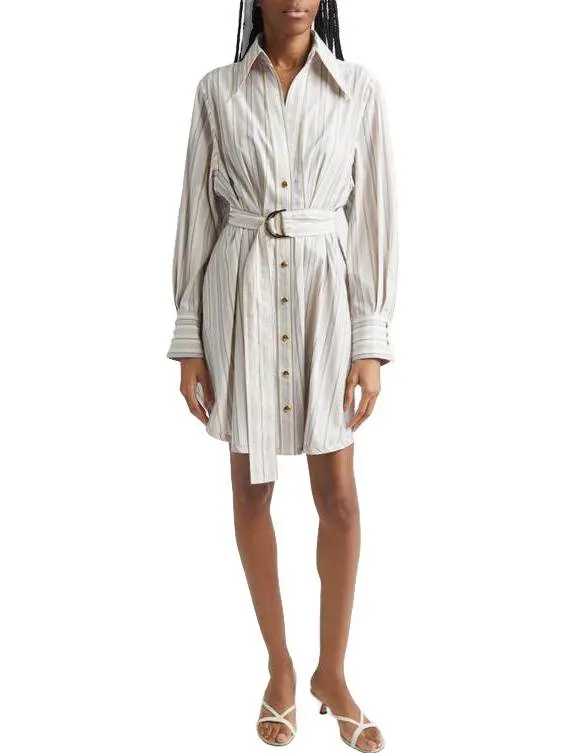 Zimmermann Stripe Tuck Mini Shirtdress - Blue/green Stripe