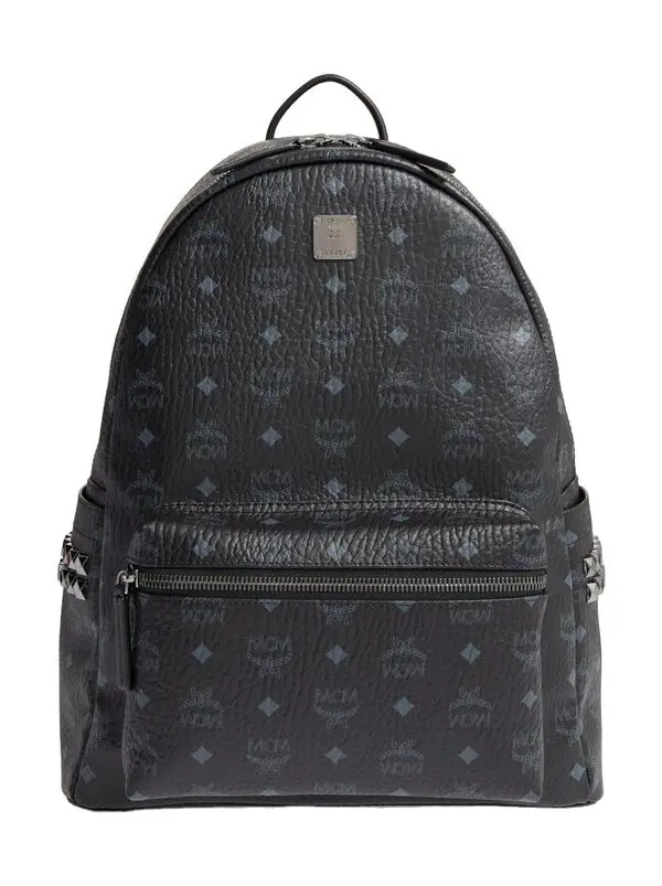 Mcm Medium Stark Visetos Studded Backpack - Black