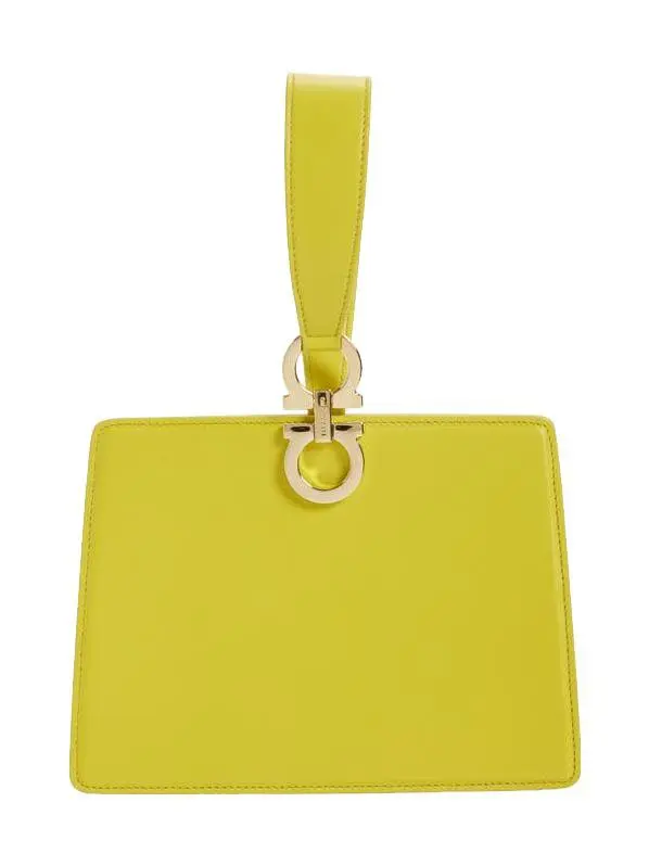 FERRAGAMO Double Gancio Leather Mini Clutch - Antique Yellow