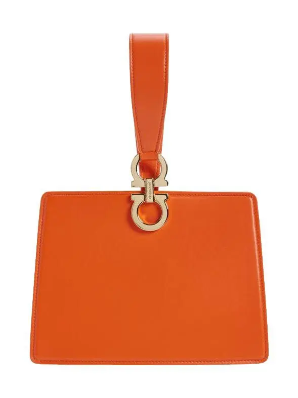 FERRAGAMO Double Gancio Leather Mini Clutch - Light Siena