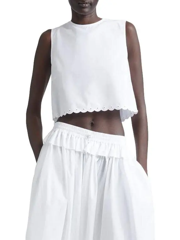 Cecilie Bahnsen Deeba Broderie Anglaise Cotton Poplin Crop Top - White