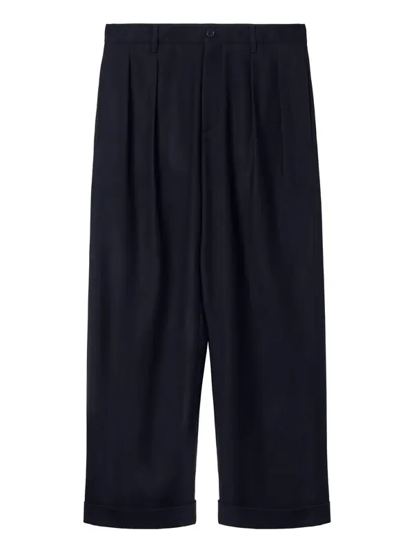 Giorgio Armani Pure Virgin Wool Double-pleat Trousers - Blue