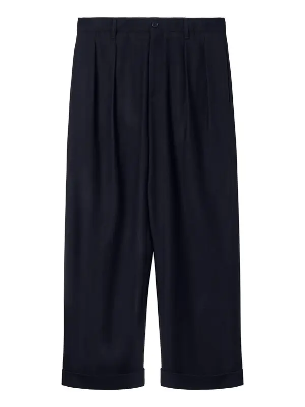Giorgio Armani Pure Virgin Wool Double-pleat Trousers - Navy Blue
