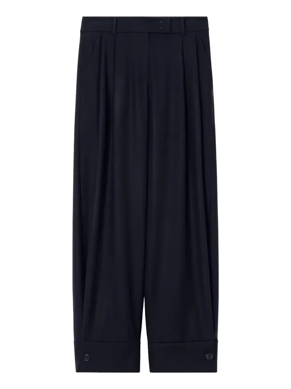 Giorgio Armani For Alanui Pleated Virgin Wool Trousers - Navy Blue