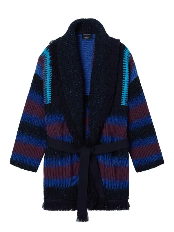Giorgio Armani For Alanui Cashmere Blend Cardigan - Blue