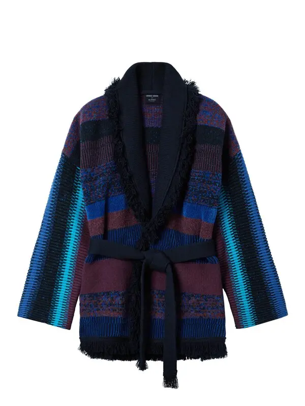 Giorgio Armani Cashmere Blend Cardigan - Blue