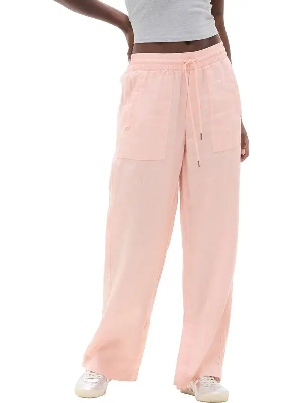 Athleta Retreat Linen High-rise Wide Leg Pants - Pink Sand