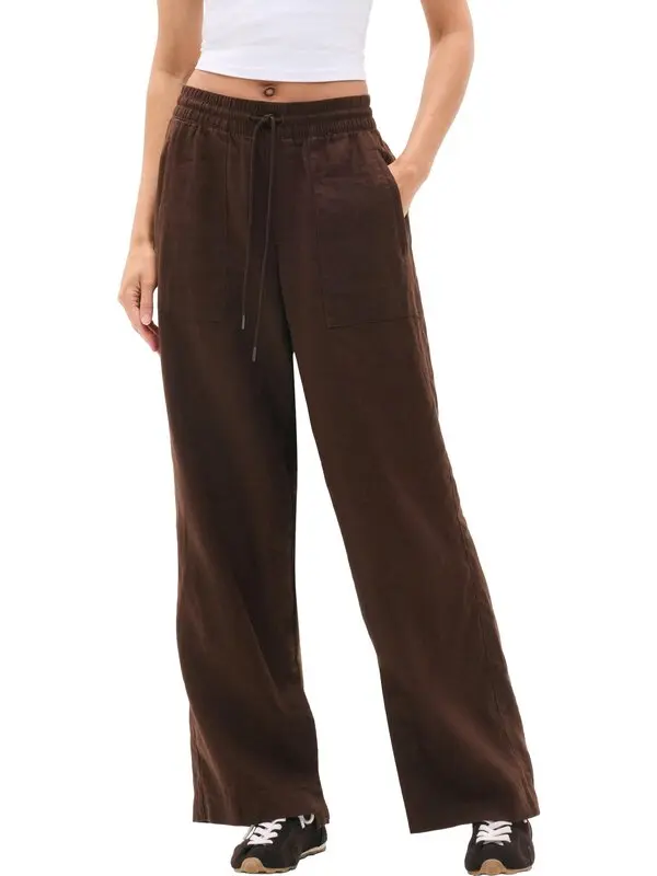 Athleta Linen High-rise Wide Leg Pants - Woodland