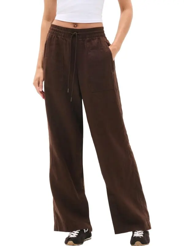 Athleta Linen High-rise Wide Leg Pants - Woodland