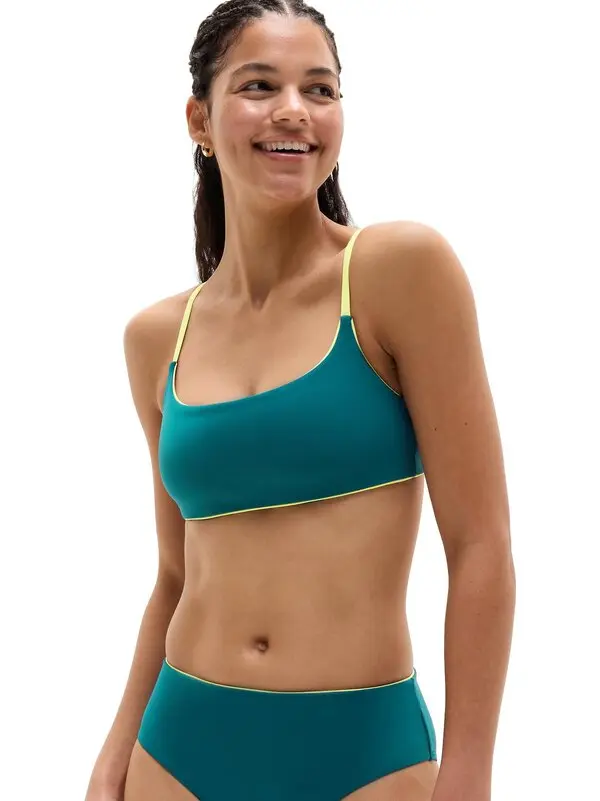 Athleta Square Neck Tipped Bikini Top - Coastal Teal/spark