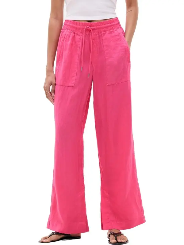 Athleta Retreat Linen High-rise Wide Leg Pant - Cerise