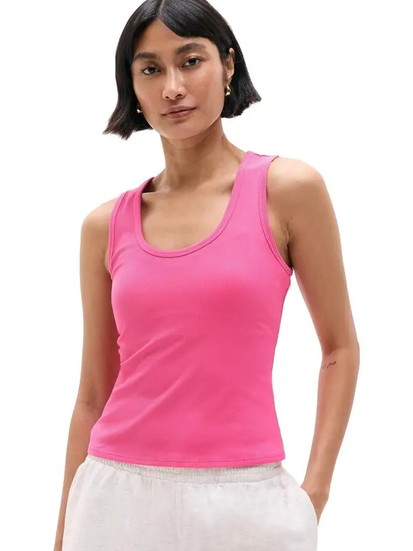 Athleta Signature Rib Scoop Tank - Cerise