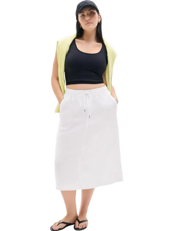 Athleta Relaxed Linen Midi Skirt - Calla Lily
