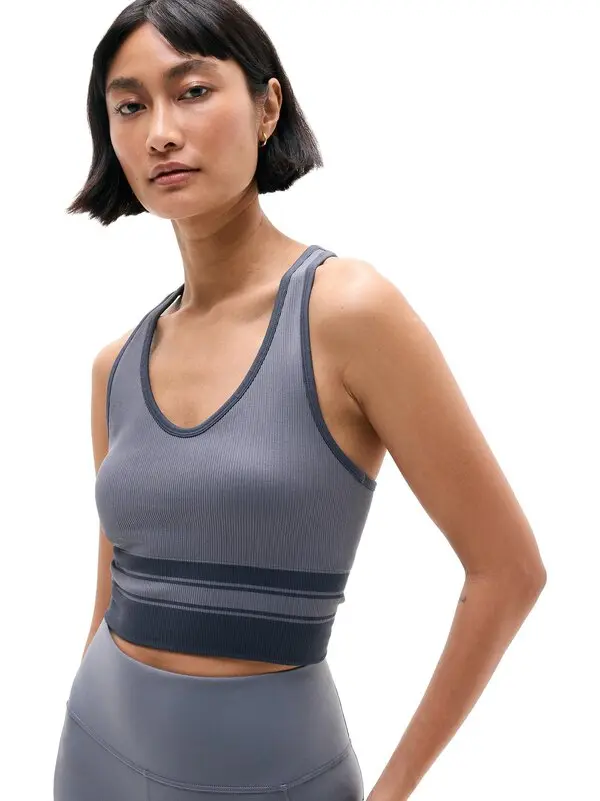 Athleta Recharge Seamless Racerback Tank Top - Slate/eclipse Rib