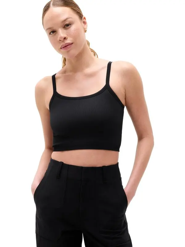 Athleta Recharge Seamless Thin Strap Tank - Black Rib