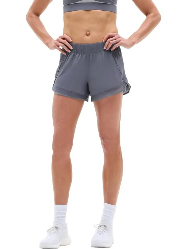 Athleta Mesh Racer Run Mid-rise 4" Short - Slate