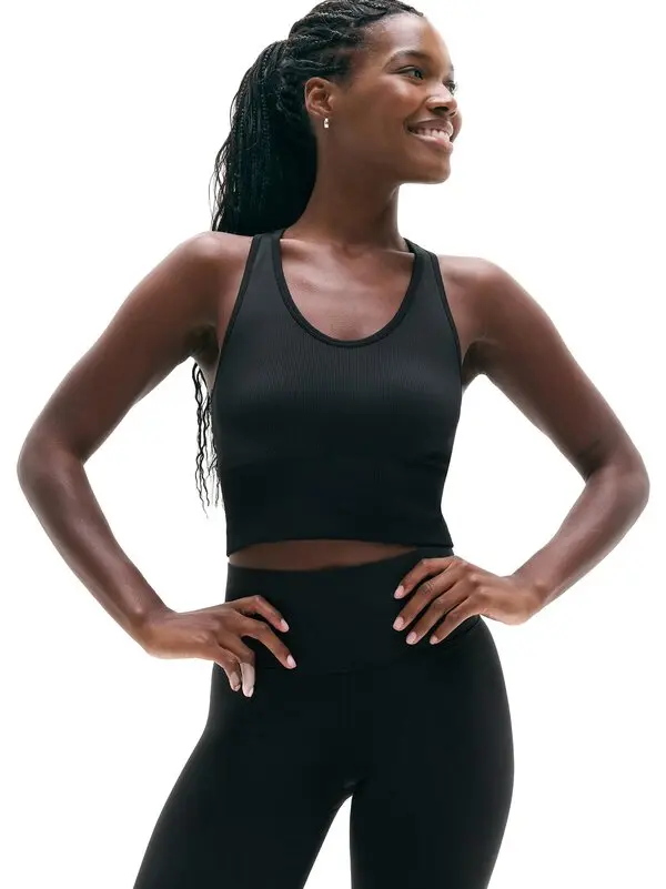 Athleta Recharge Seamless Racerback Tank - Black Rib